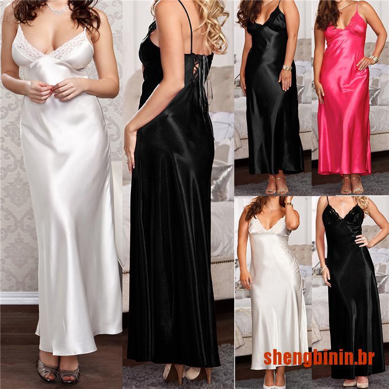 BININ Women Vestido De Noite Longo De Cetim Lingerie De Seda De ... BININ Women Vestido De Noite Longo De Cetim Lingerie De Seda De ...