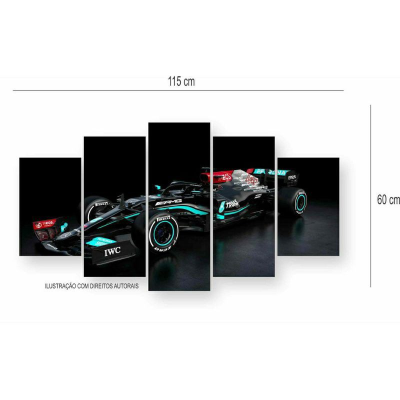 Quadro MDF 6 mm Decorativo Hamilton 2021 Mercedes Preta F1 Carro ...
