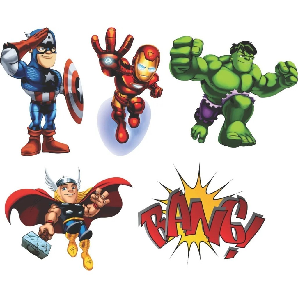 Kit 20 Adesivos Personagens Vingadores Baby Super Heróis Marvel Kids ...