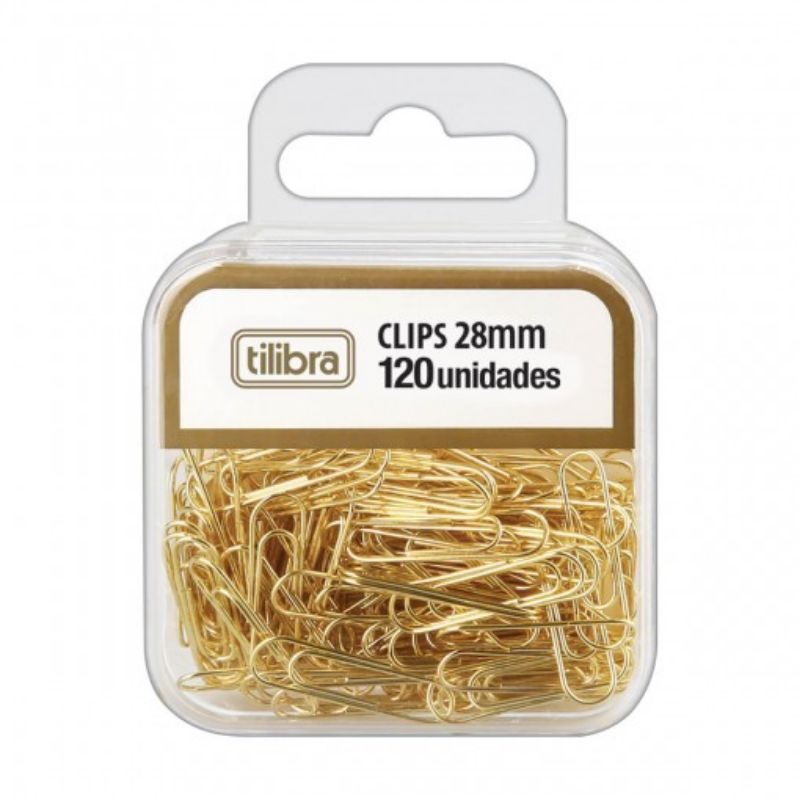 Clips 28mm Dourado c/120 Unidades - Tilibra | Shopee Brasil
