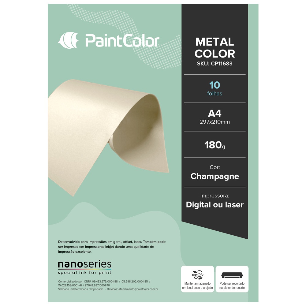 Papel Metal Color Champagne 180g A4 10 folhas | Shopee Brasil