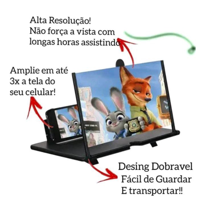 Amplificador de Imagem da Tela do celular Ampliada Lupa 3D | Shopee Brasil