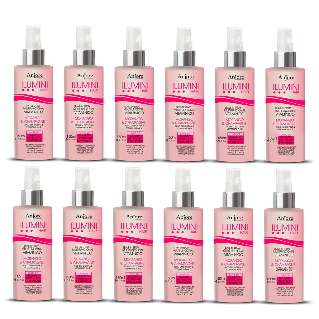 12 Leavein Spray Ilumini Hair 150ml Protetor Térmico Anjore Biotina E ...