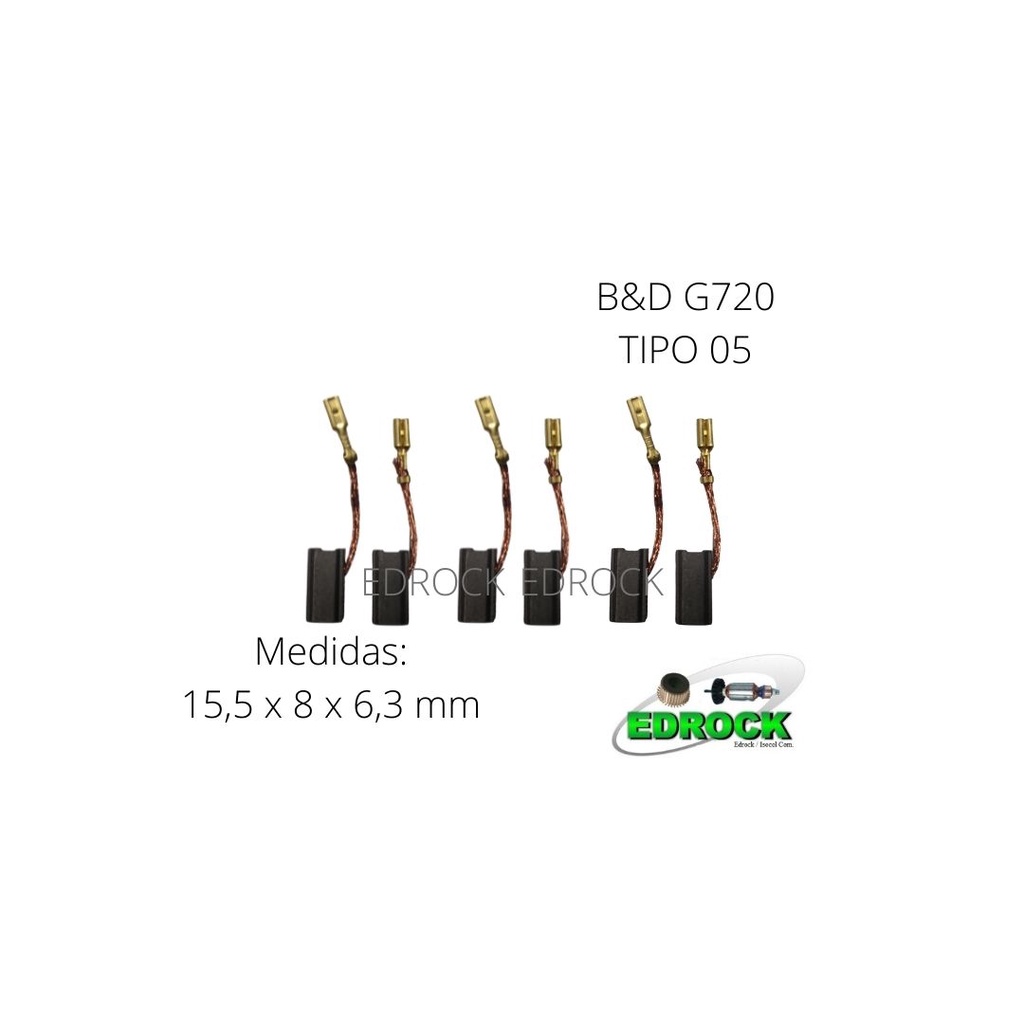 Escova de Carvão para Esmerilhadeira B&D G720 Tipo 05 (3 Jogos ...