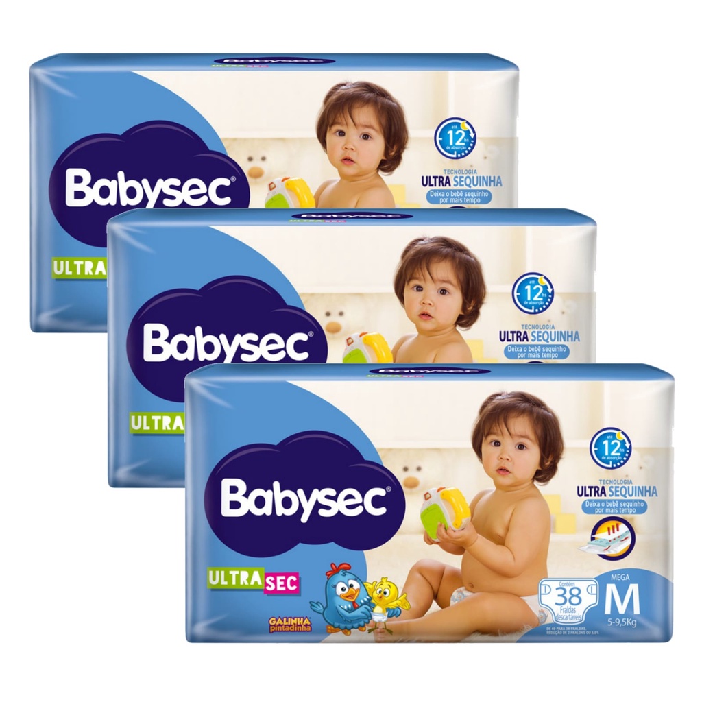 kit Fraldas Babysec M - BARATO - (5 a 9,5kg) - Fardo com 114 unidades ...