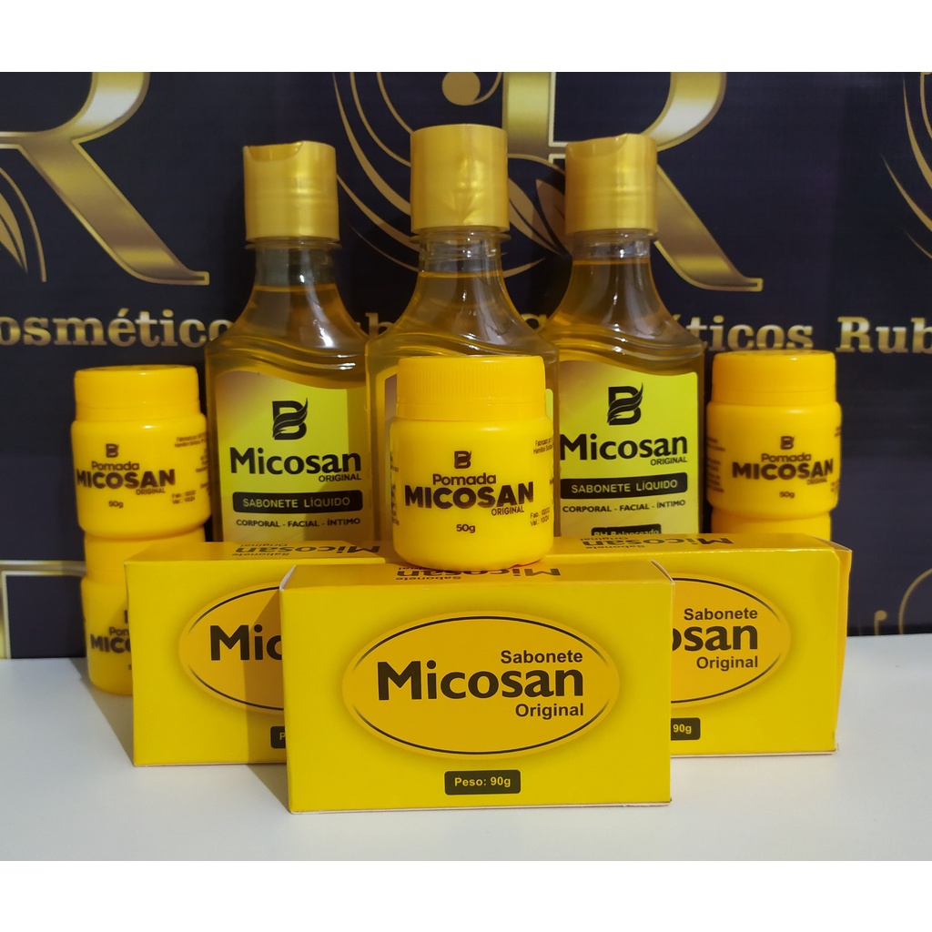 Micosan kit 5 pomadas clareadoras 3 Sabonetes Liquidos 3 Sabonetes ...