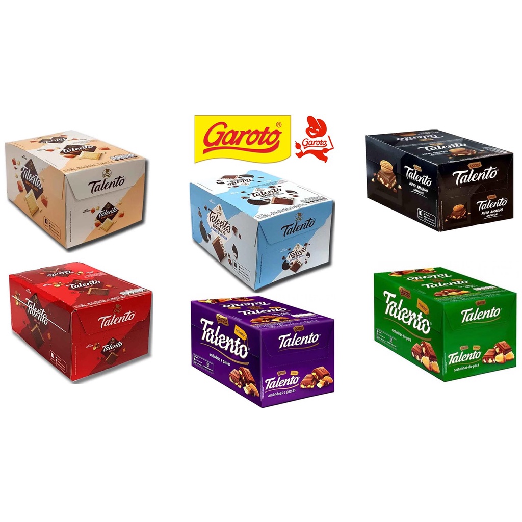 Chocolate Talento Garoto - Caixa 12 Uni De 85g | Shopee Brasil