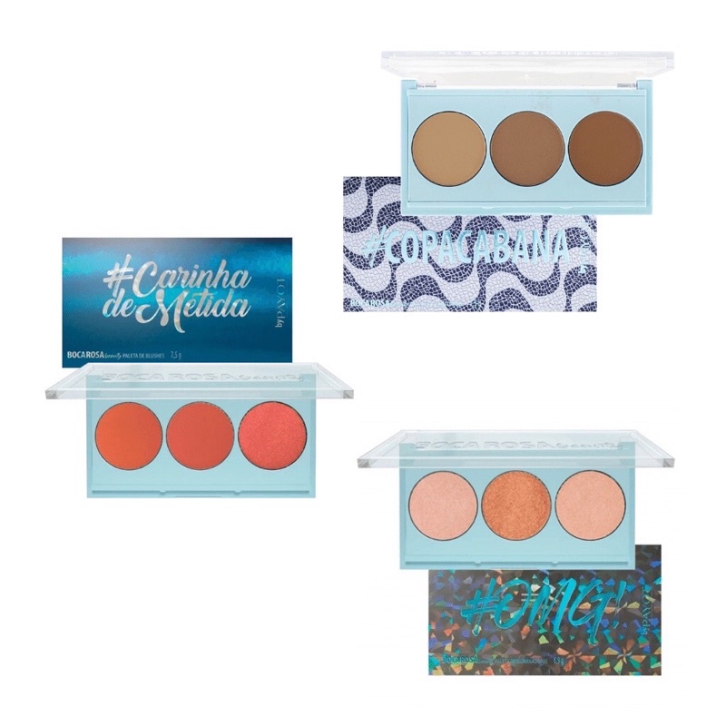 Kit Blush Contorno e Iluminador Boca Rosa Beauty ou Unidade | Shopee Brasil