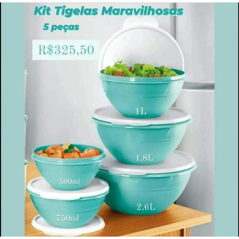 KIT TIGELAS MARAVILHOSAS 5 PEÇAS TUPPERWARE | Shopee Brasil