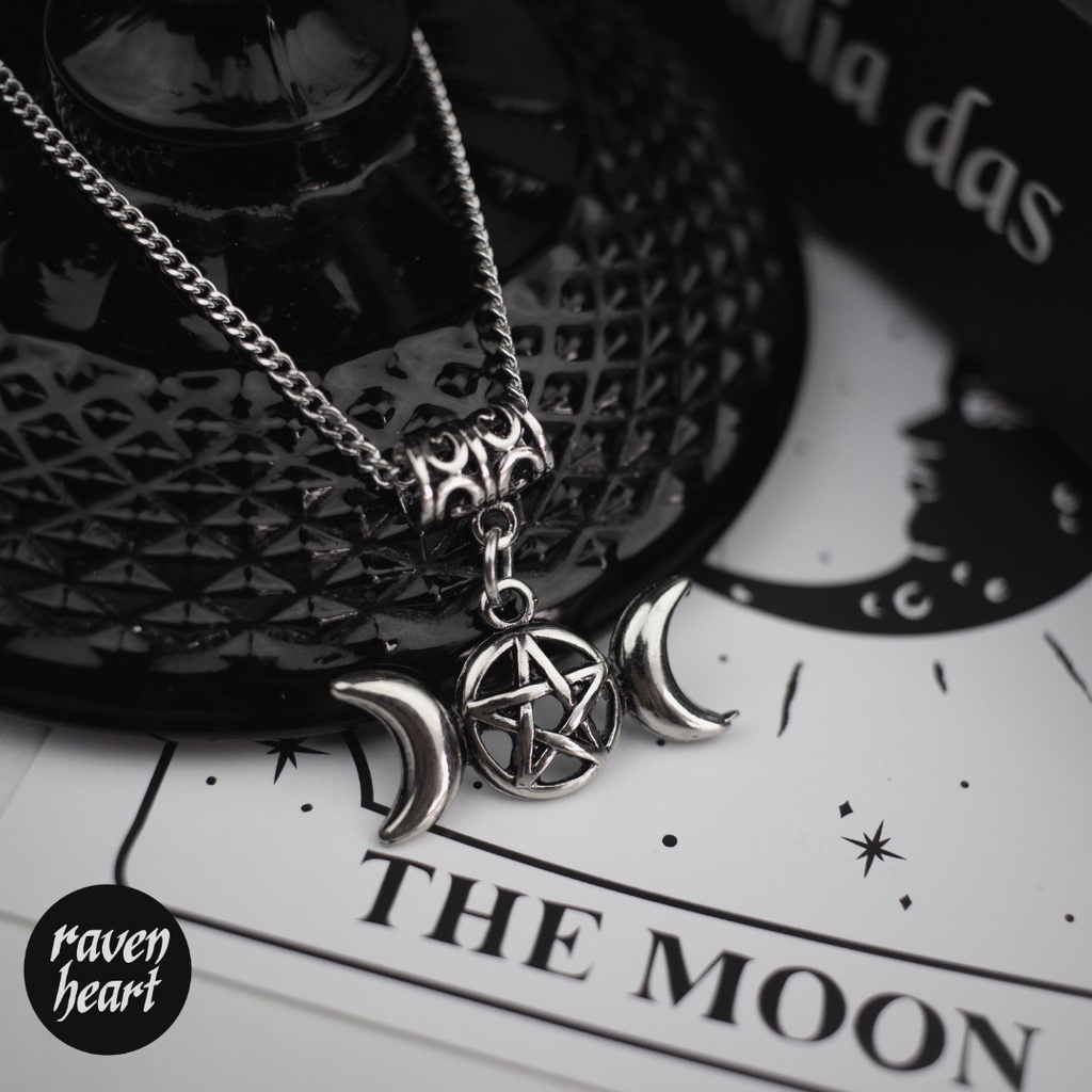 Colar wicca bruxa triluna amuleto fases da lua místico deusa tríplice | Shopee Brasil