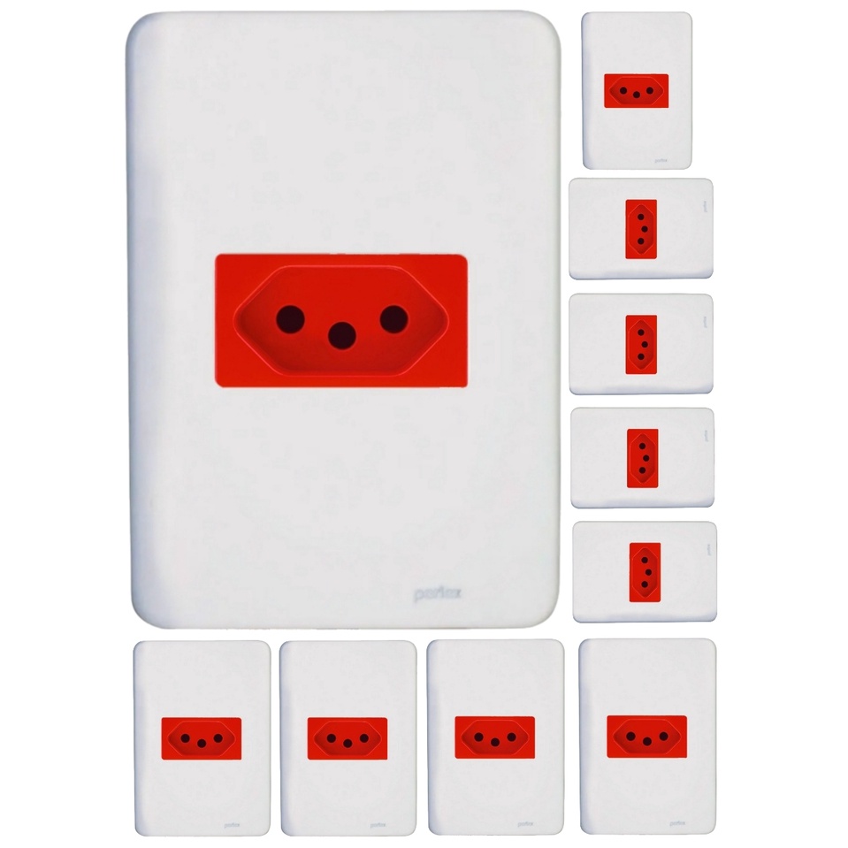 Kit 10 Conjunto Tomada Simples 20A Vermelha 4x2 Perlex Nova Aros | Shopee Brasil