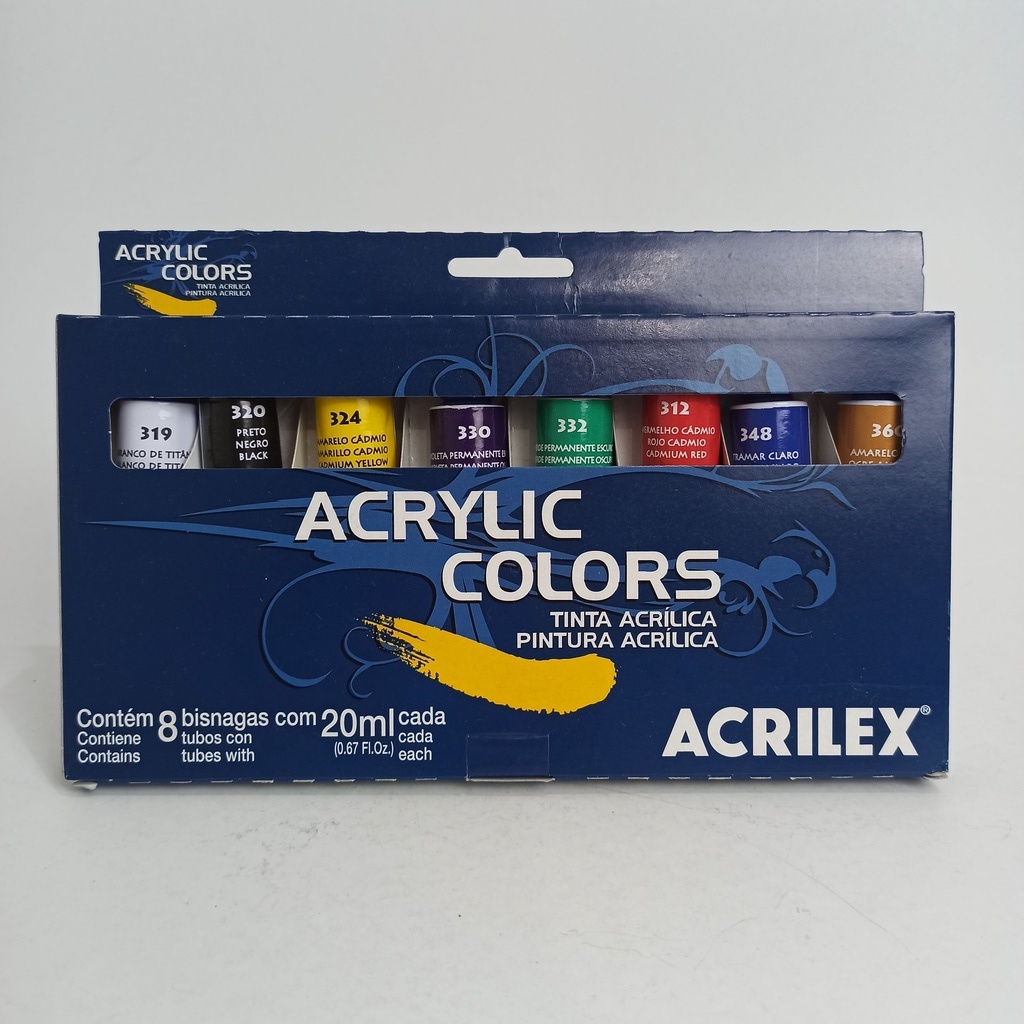 KIT ACRYLIC COLORS - 8 CORES | Shopee Brasil