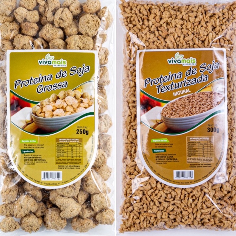 Kit 1 Proteina de Soja Grossa 250g, 1 Proteina de Soja Natural fina ...