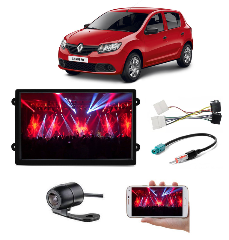 Mp5 Central Multimidia Moldura 2 Din Sandero Expression 2007 2008 2009 ...