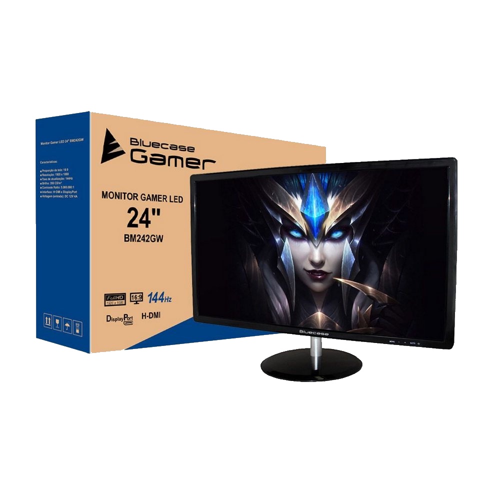 Monitor Gamer Bluecase 24" 144Hz 1ms Full HD BM242GW | Shopee Brasil
