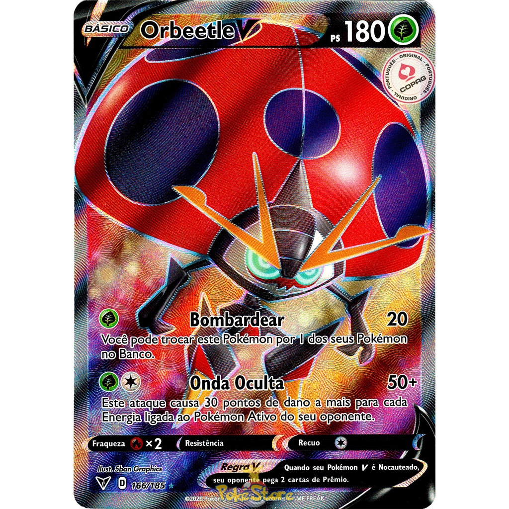 Carta Pokemon Orbeetle V Português Card Original Copag 20/185 166/185 ...