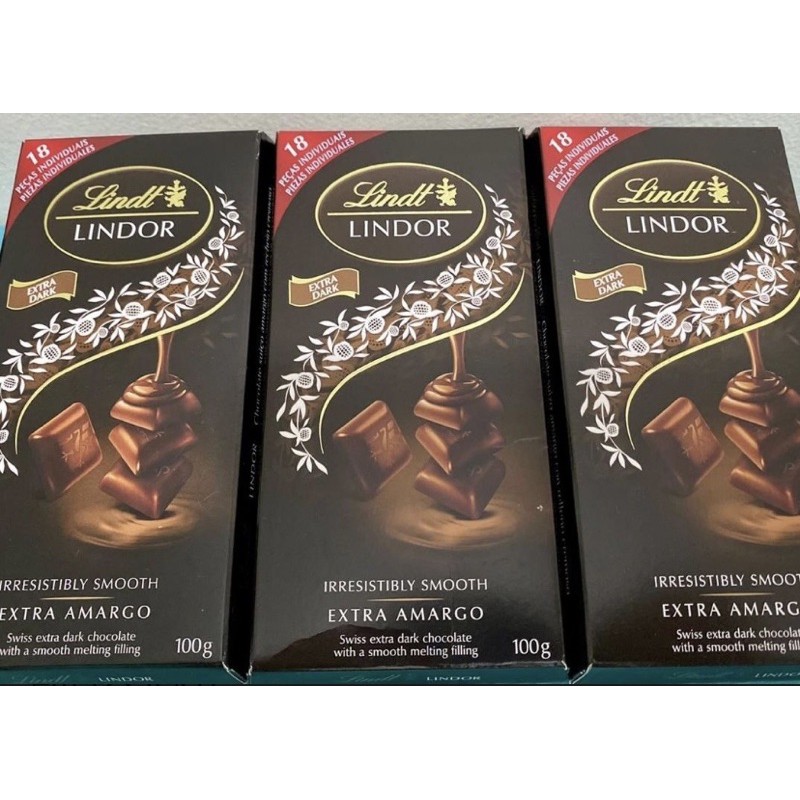 Chocolate Suiço Lindt Extra Dark Amargo Recheado Kit Com 03 unidades ...