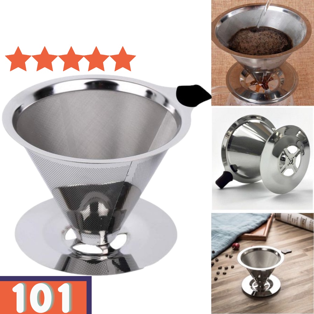 Coador de Café Inox Aço 101 Reutilizável P/ 2 xícaras Pour Over ...