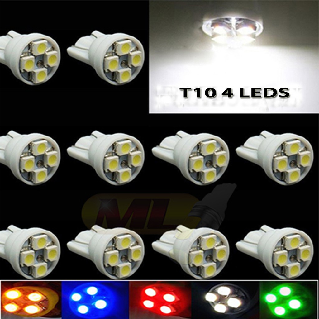 10 Lâmpadas T10 4 leds 12V Farol Placa Teto Mala Gol Uno Onix Fiesta Siena Sandero | Shopee Brasil