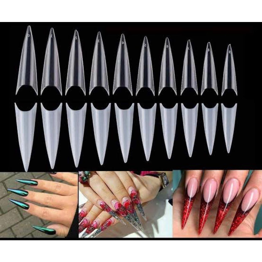 Tips Stiletto Vamp Unhas Stileto Alongamento Acrigel Postiças | Shopee ...