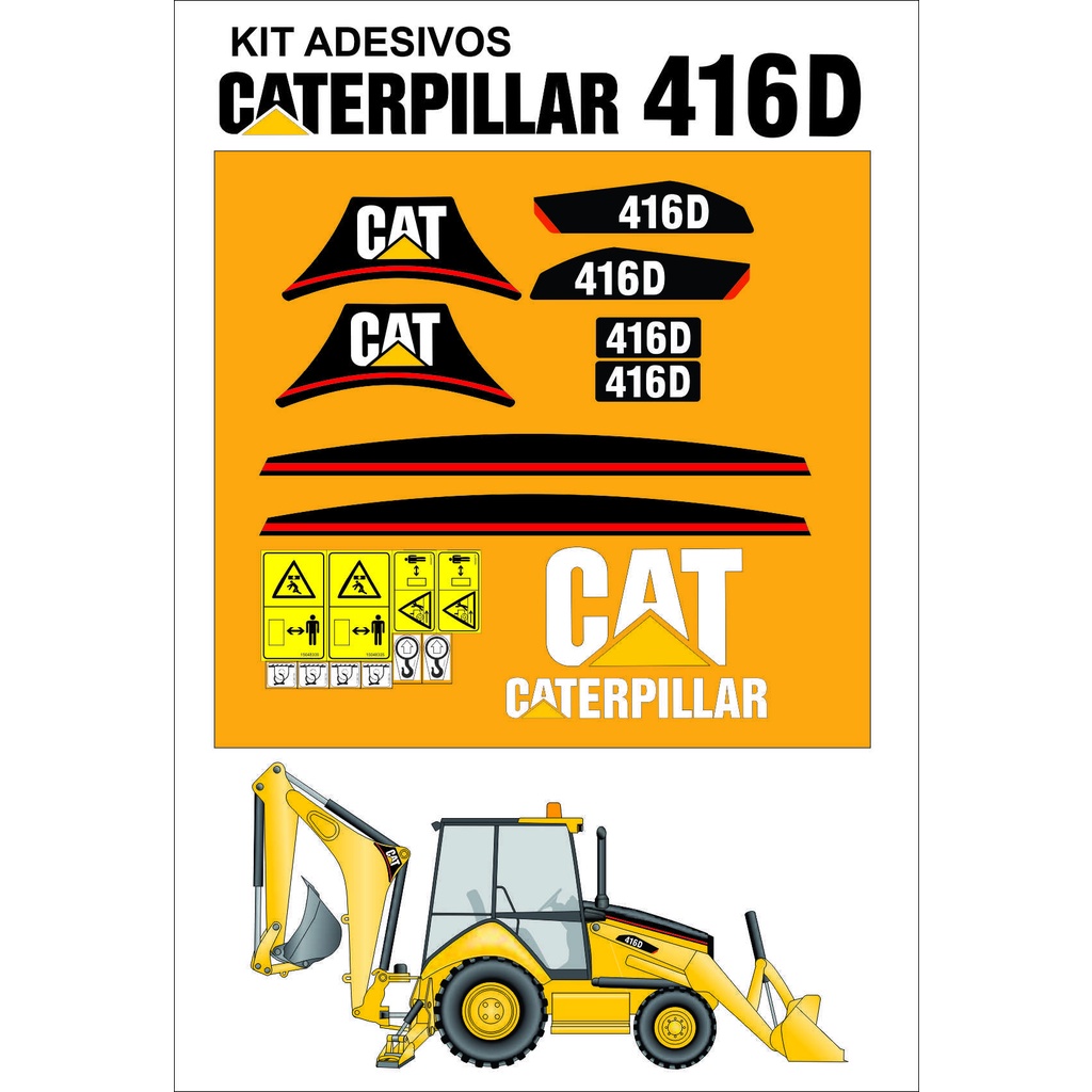 Kit Adesivos Retroescavadeira Caterpillar 416D | Shopee Brasil
