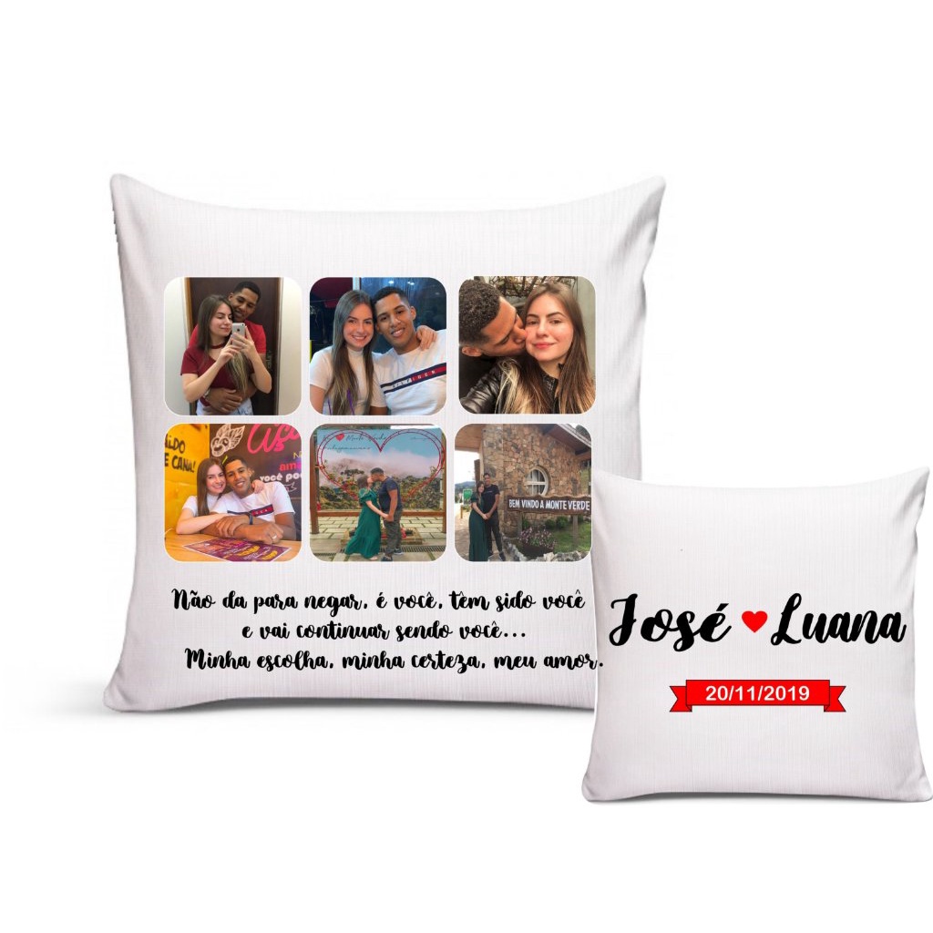 Almofada Personalizada Com Suas Fotos Nome Namorados | Shopee Brasil