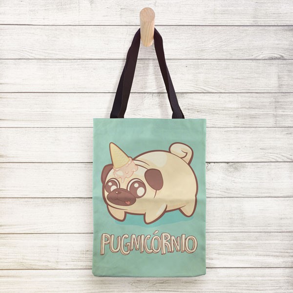 Sacola Ecobag Estampada Pug Cachorro Pugnicórnio | Shopee Brasil