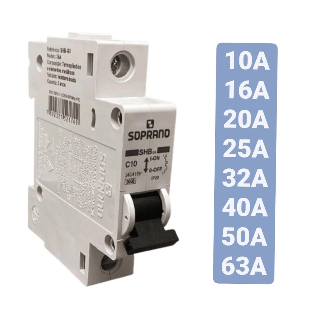 Disjuntor Unipolar/ Bipolar/ Tripolar de 10A a 63A - Tramontina - TDJ3 ...