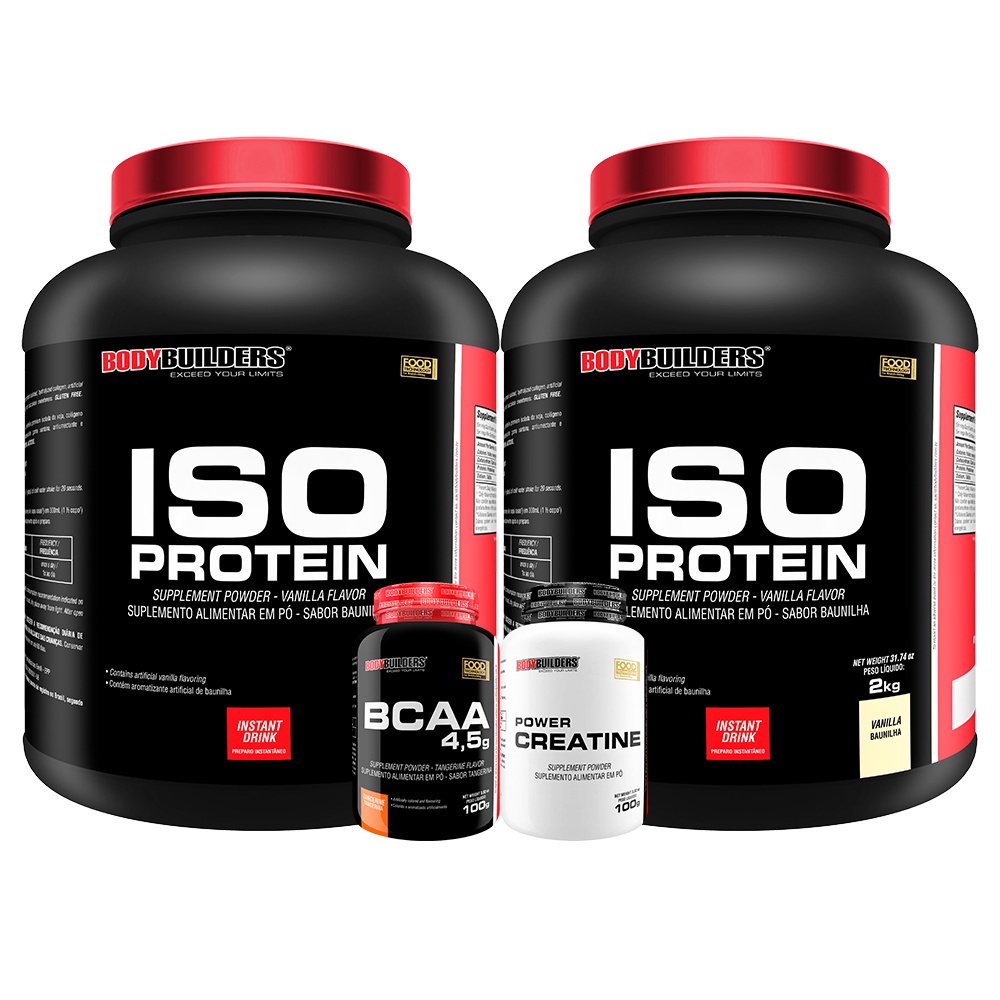 Kit 2x Iso Protein 2kg, Creatina 100g, BCAA100g - Bodybuilders | Shopee ...