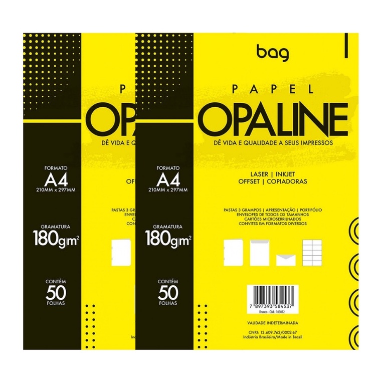 Papel Opaline A4 180g - 100 folhas | Shopee Brasil