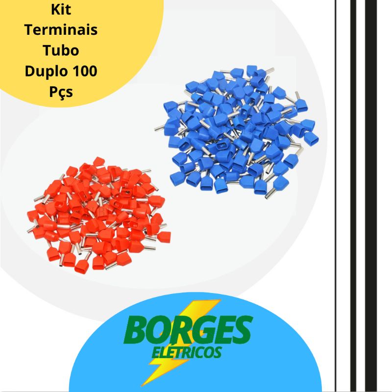 Kit Terminais Tubo Duplo 100 Peças. | Shopee Brasil