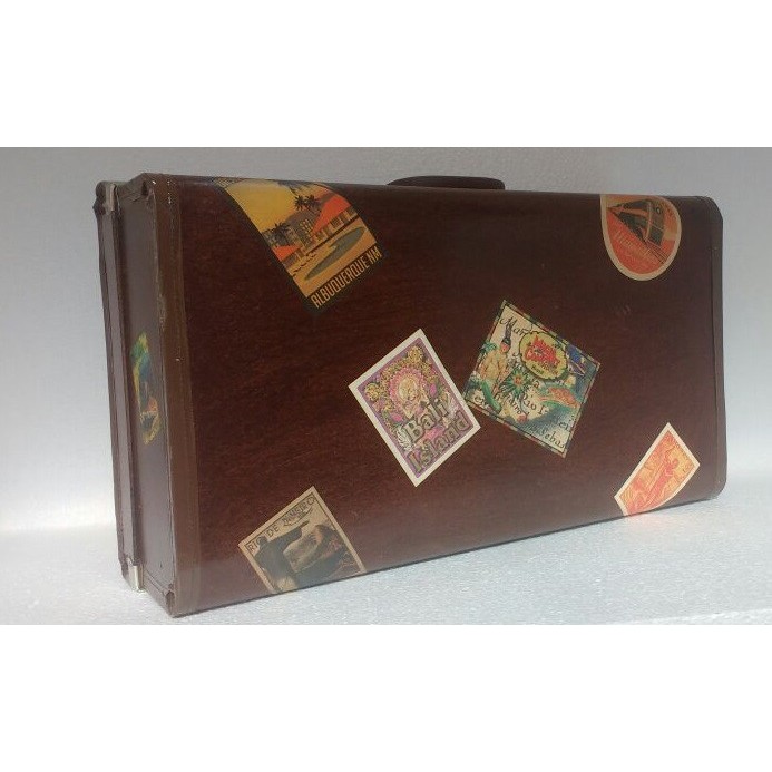 Mala Antiga Vintage Retrô Decorada Tamanho G - Marrom | Shopee Brasil