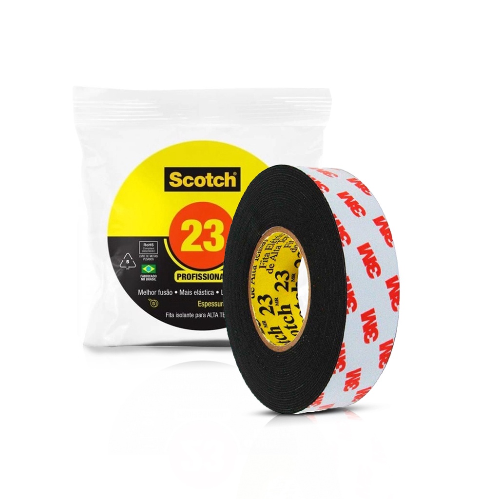 Fita Isolante Auto Fusão Scotch 23 Profissional 3M 19 MM X 2 ou 19 MM X ...