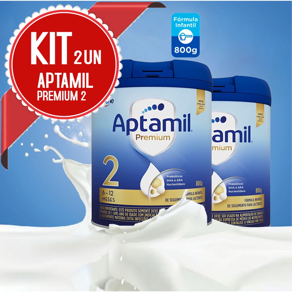 Kit 2 Latas Fórmula Infantil Em Pó Danone Aptamil Premium 2 Em Lata ...