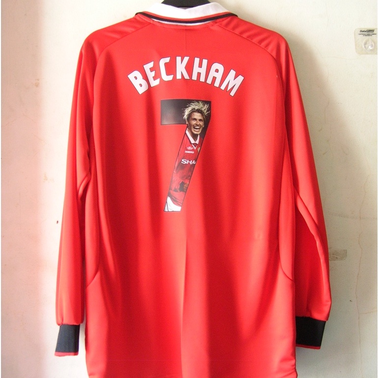 Jersey Bola Retro Homem United MU 1998 1999 UCL Home BECKHAM 7 | Shopee ...
