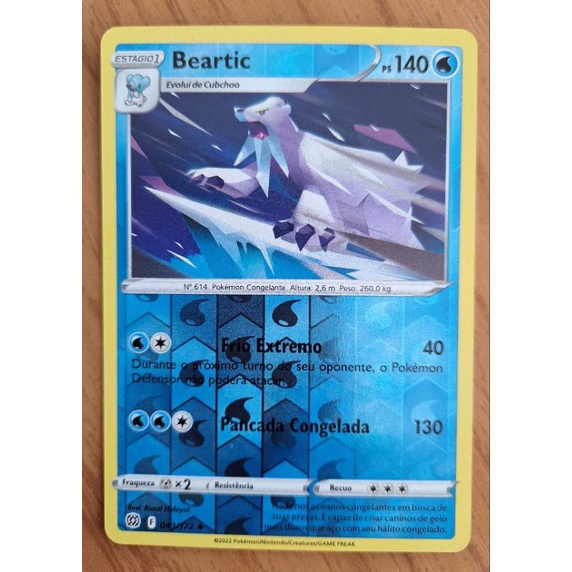 Card Pokémon Beartic Reverse Foil Original e Nova | Shopee Brasil