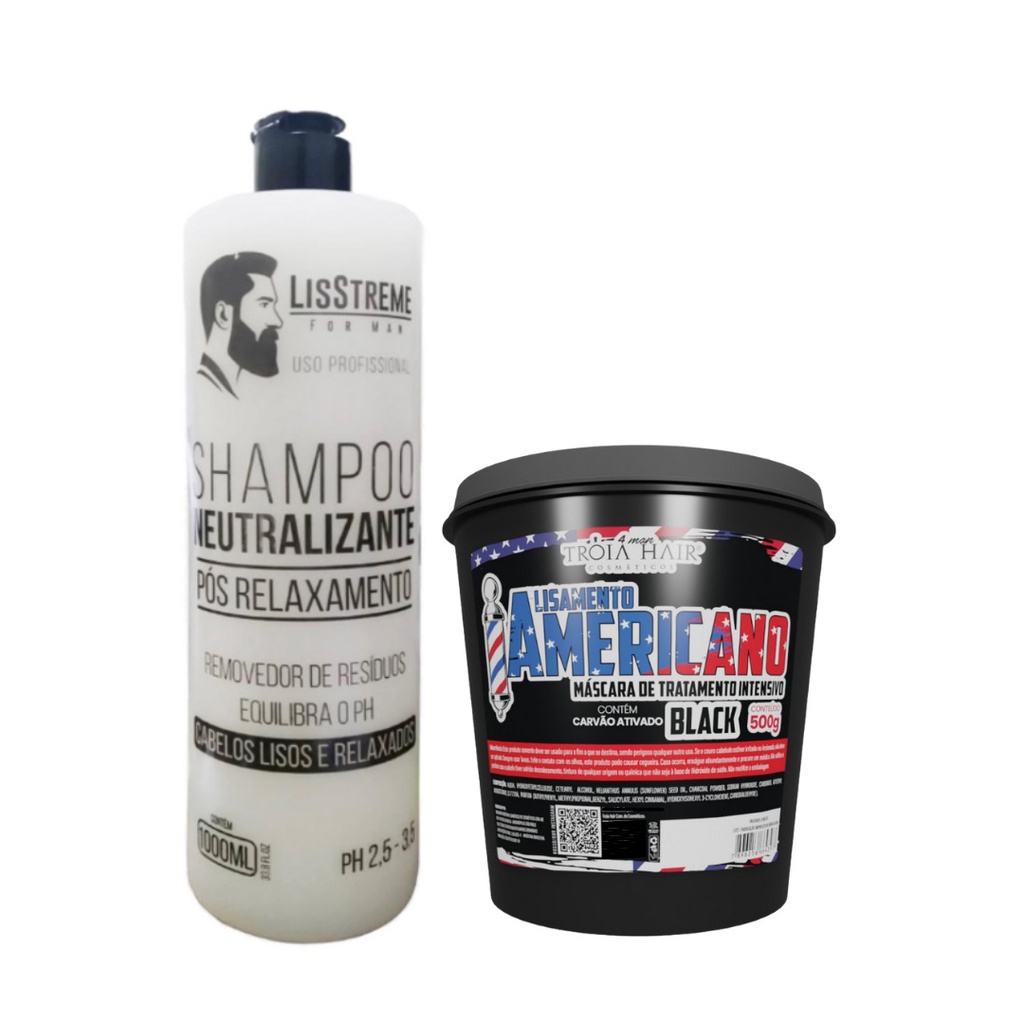 Alisamento Americano Black 500g e Shampoo Neutralizante 1L | Shopee Brasil