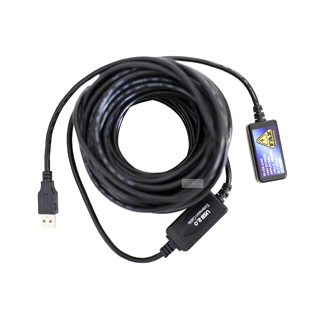Cabo Extensor Usb 2.0 Amplificador Repetidor 15 Metros Faz | Shopee Brasil