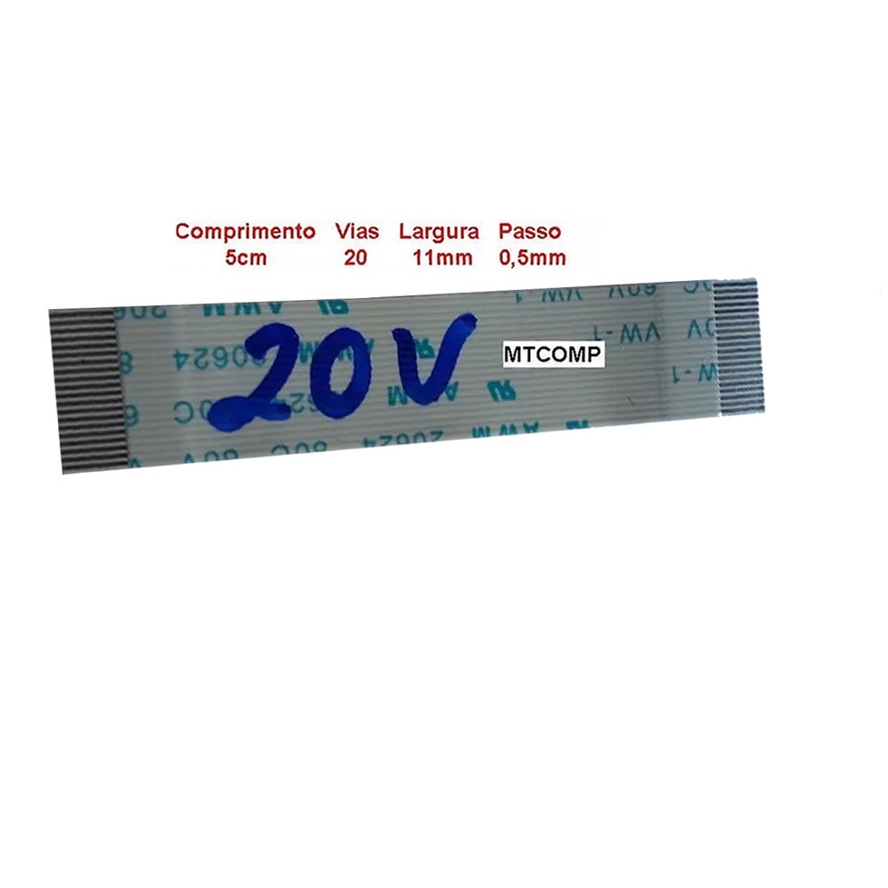 Cabo Flat De 20 Vias Por 5cm Passo 0,5mm Hbd 9540 Av Frente | Shopee Brasil