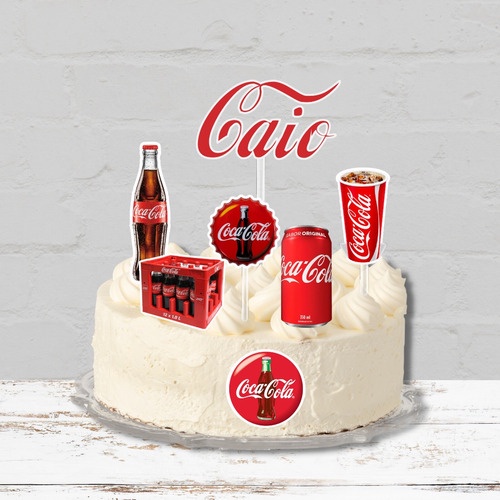 Topper para bolo coca cola | Shopee Brasil