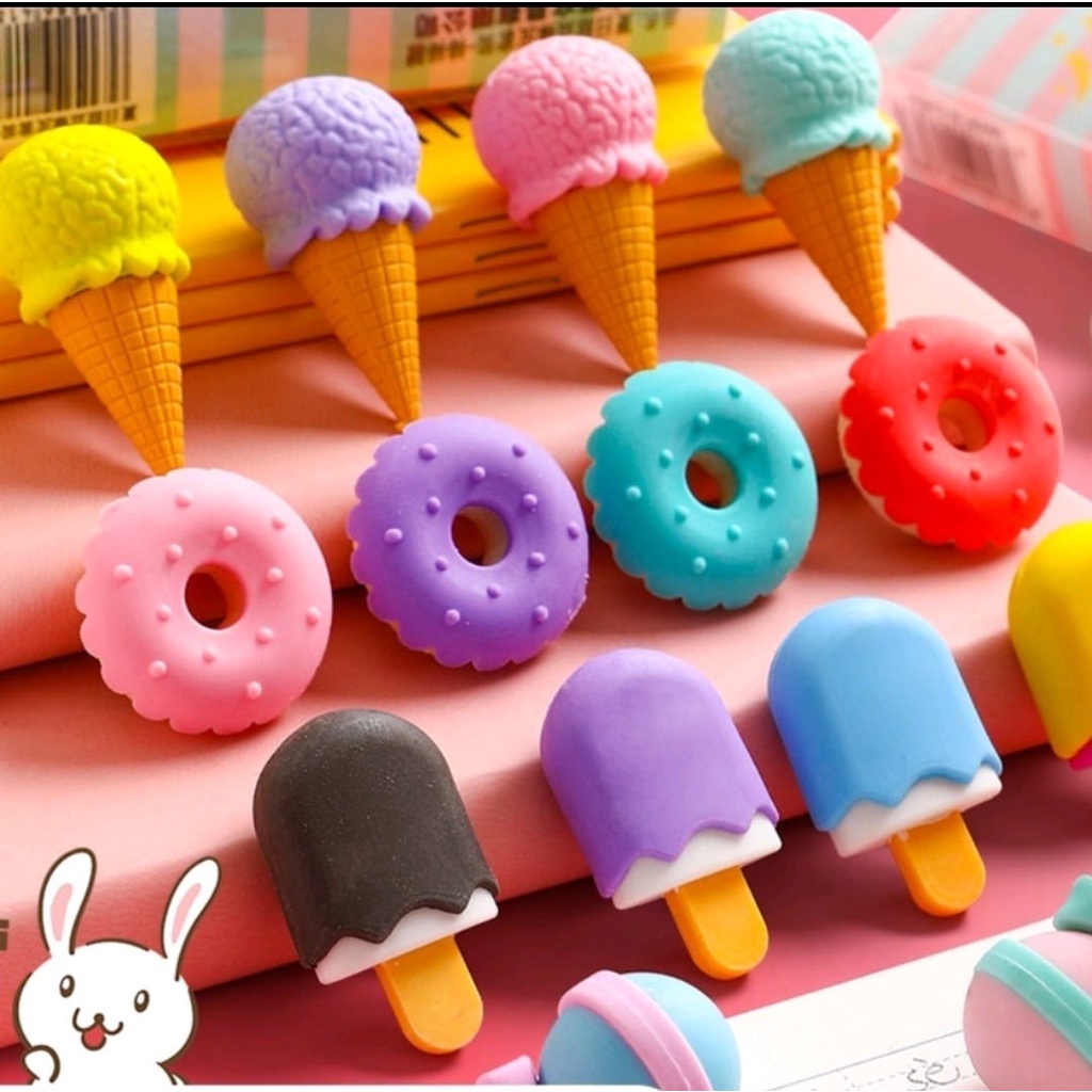 Mini Borrachas Fofas Kawaii Sorvete/Pirulito/Donuts | Shopee Brasil