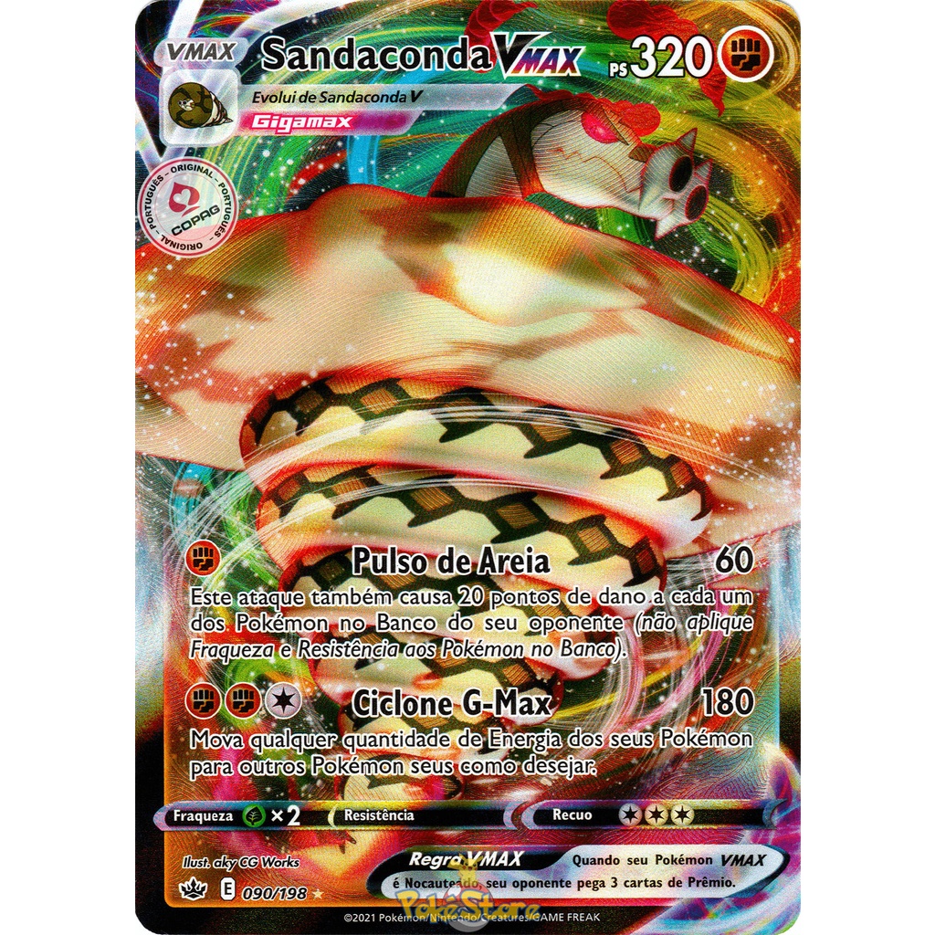 Carta Pokemon Sandaconda VMAX Português Card Original Copag | Shopee Brasil