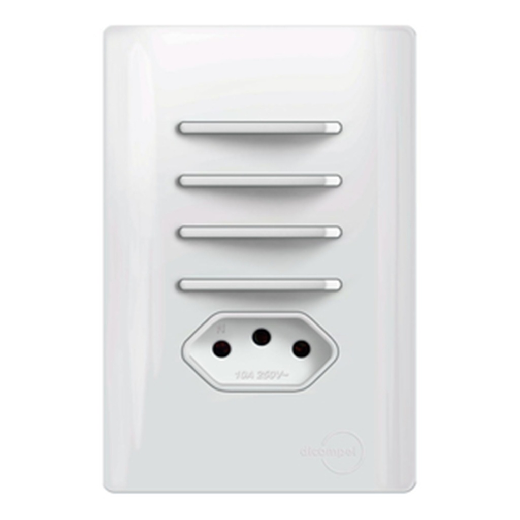 Interruptor 4 Teclas Simples com 1 Tomada de 20A Total White Dicompel Novara | Shopee Brasil