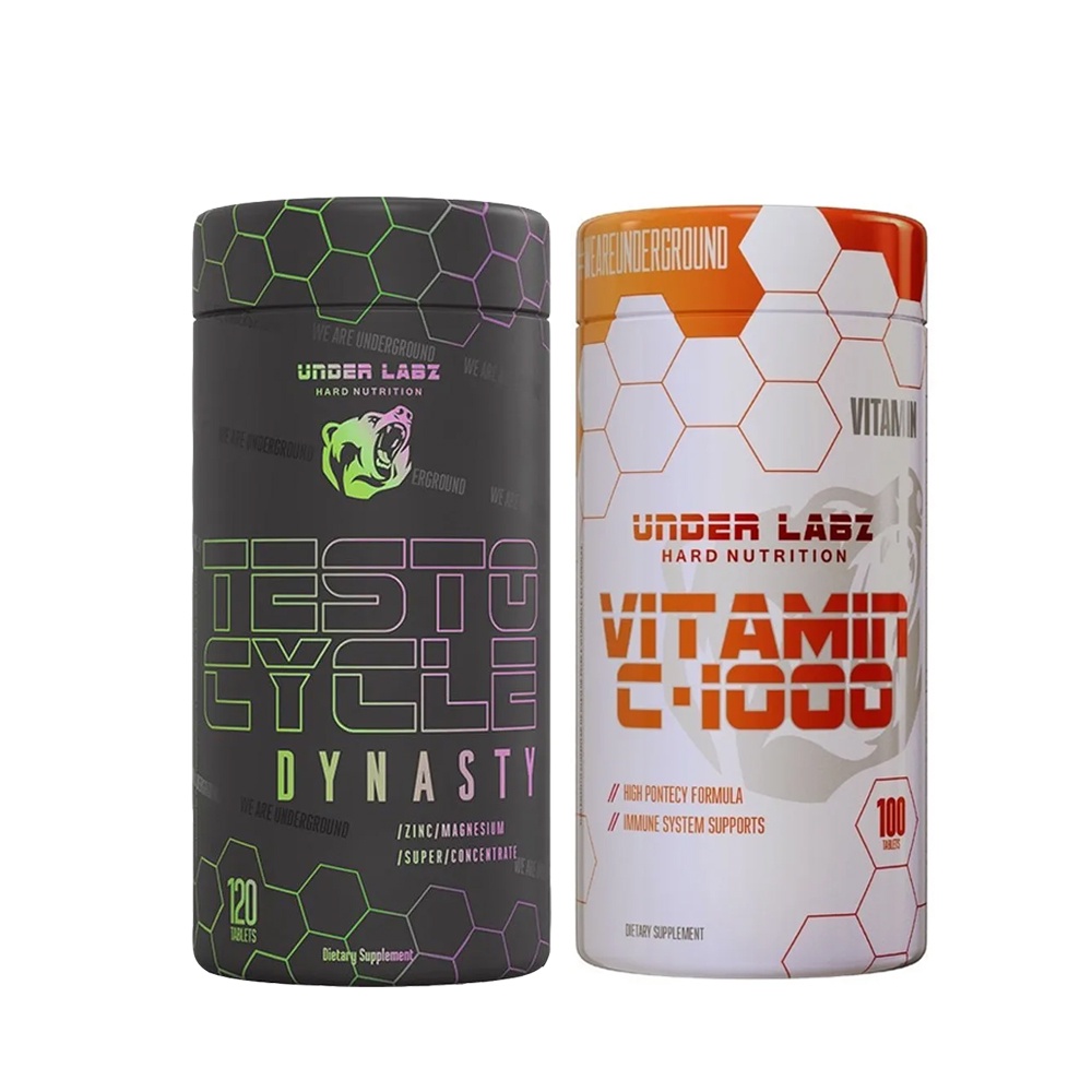 Testo Cycle Dynasty - 120 Caps Under Labz + Vitamina C 1000mg (100 tabs ...