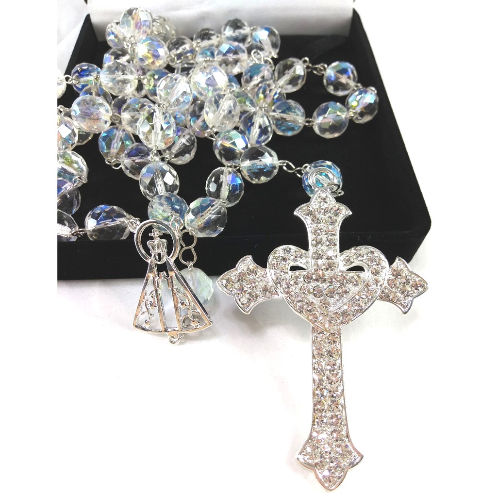 Terço Noiva Banho De Prata Cristal Boreal Tcheco | Shopee Brasil