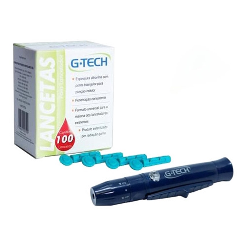 Kit Com 100 Lancetas Gtech + Caneta Lancetadora G-tech | Shopee Brasil