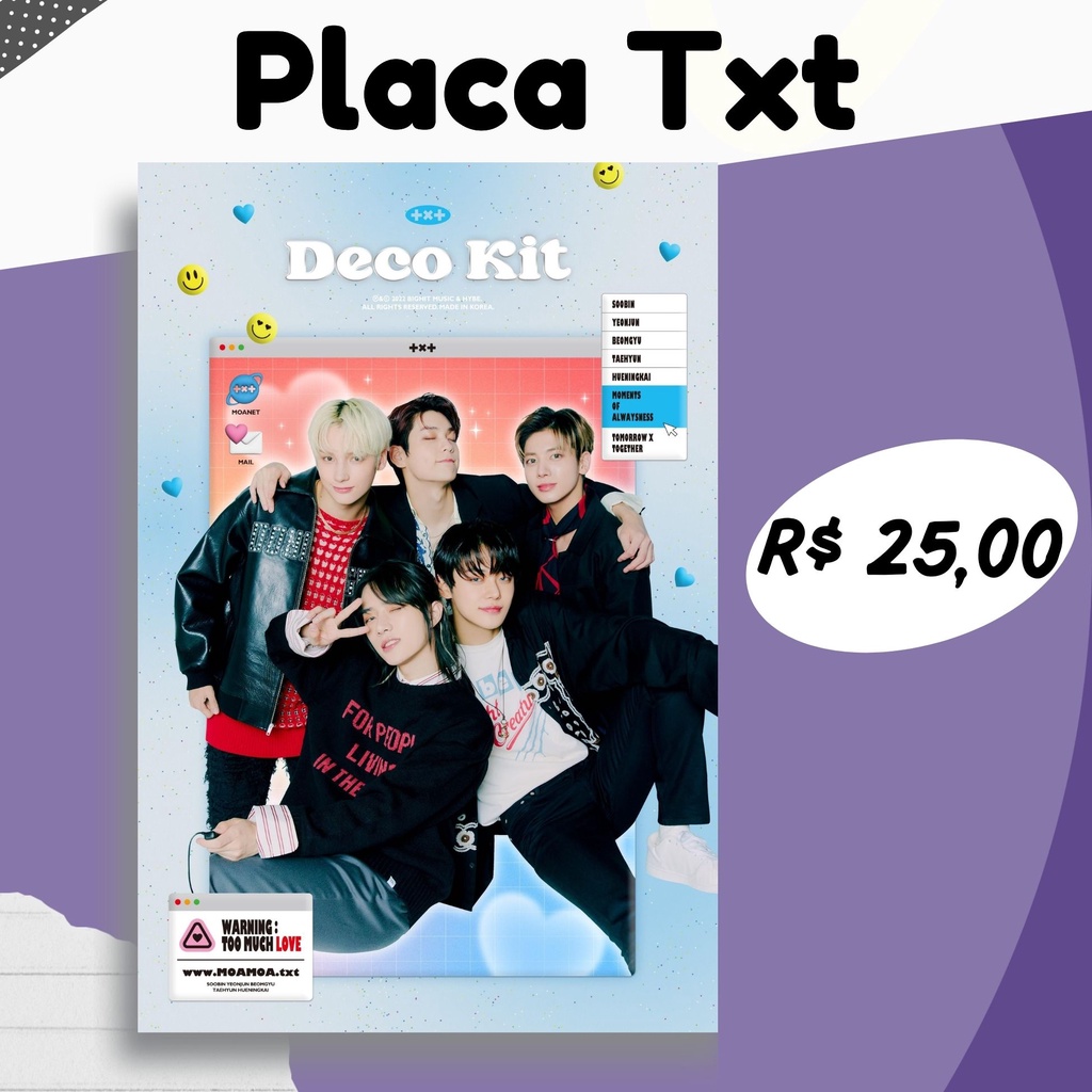 Placa quadro Txt Deco Kit + photocard | Shopee Brasil