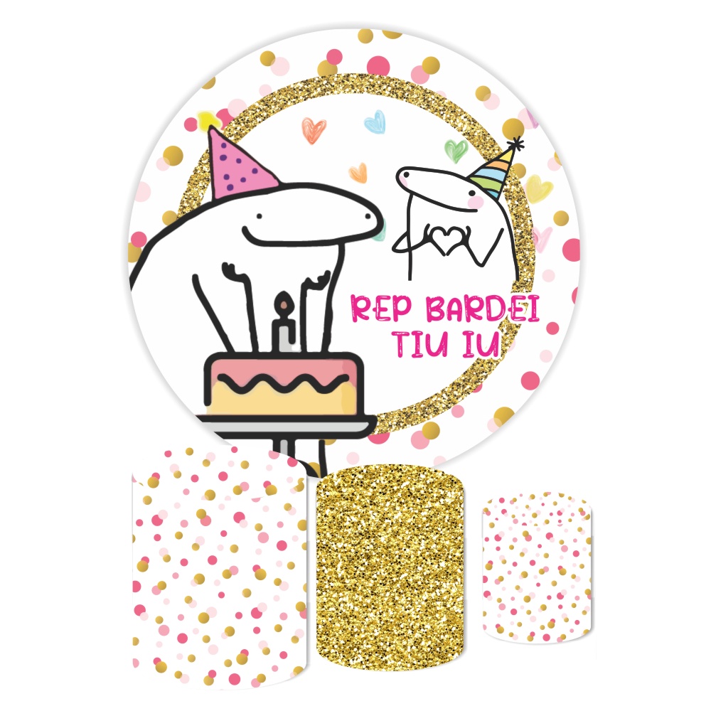 Kit Trio Capa Cilindros + Painel Redondo Festa Flork Bentô Repi tiu iu ...