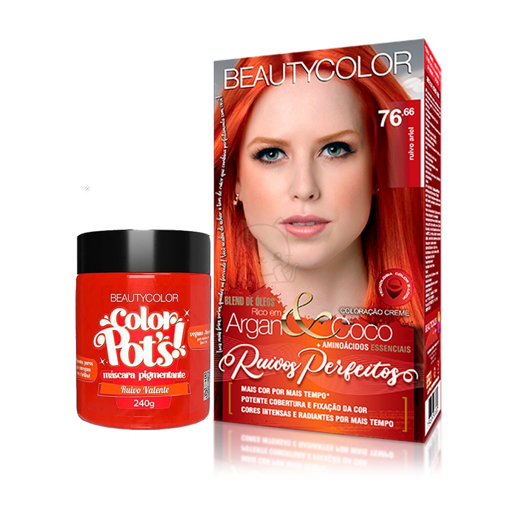 Kit Coloração 76.66 Ruivo Ariel + Pots Ruivo Valente | Shopee Brasil