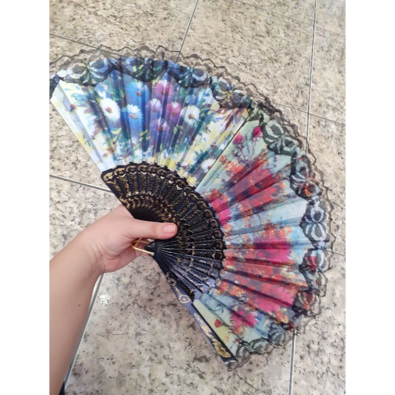 Leque Chinês Com Flores Imperdível | Shopee Brasil